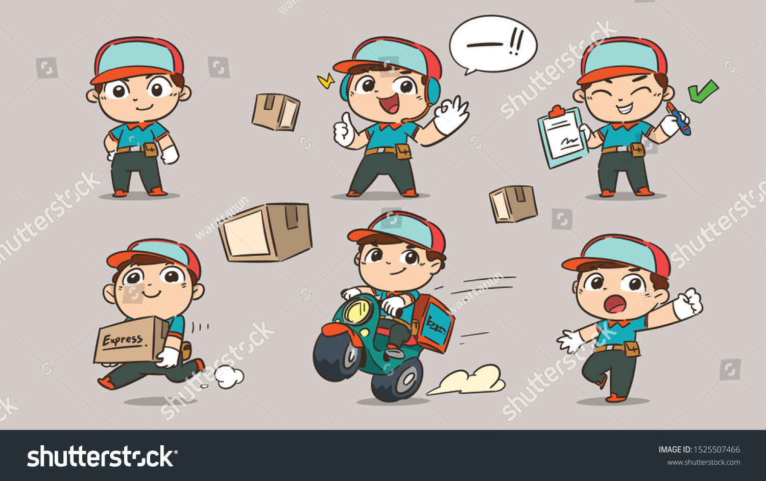 Friendly Mascot Delivery Man Set Stock Vector (Royalty Free) 1525507466