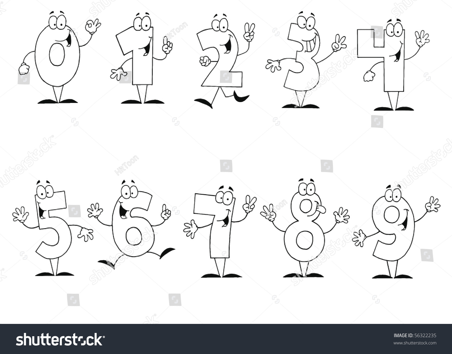 Friendly Outlined Cartoon Numbers Set Stock Vector (Royalty Free) 56322235