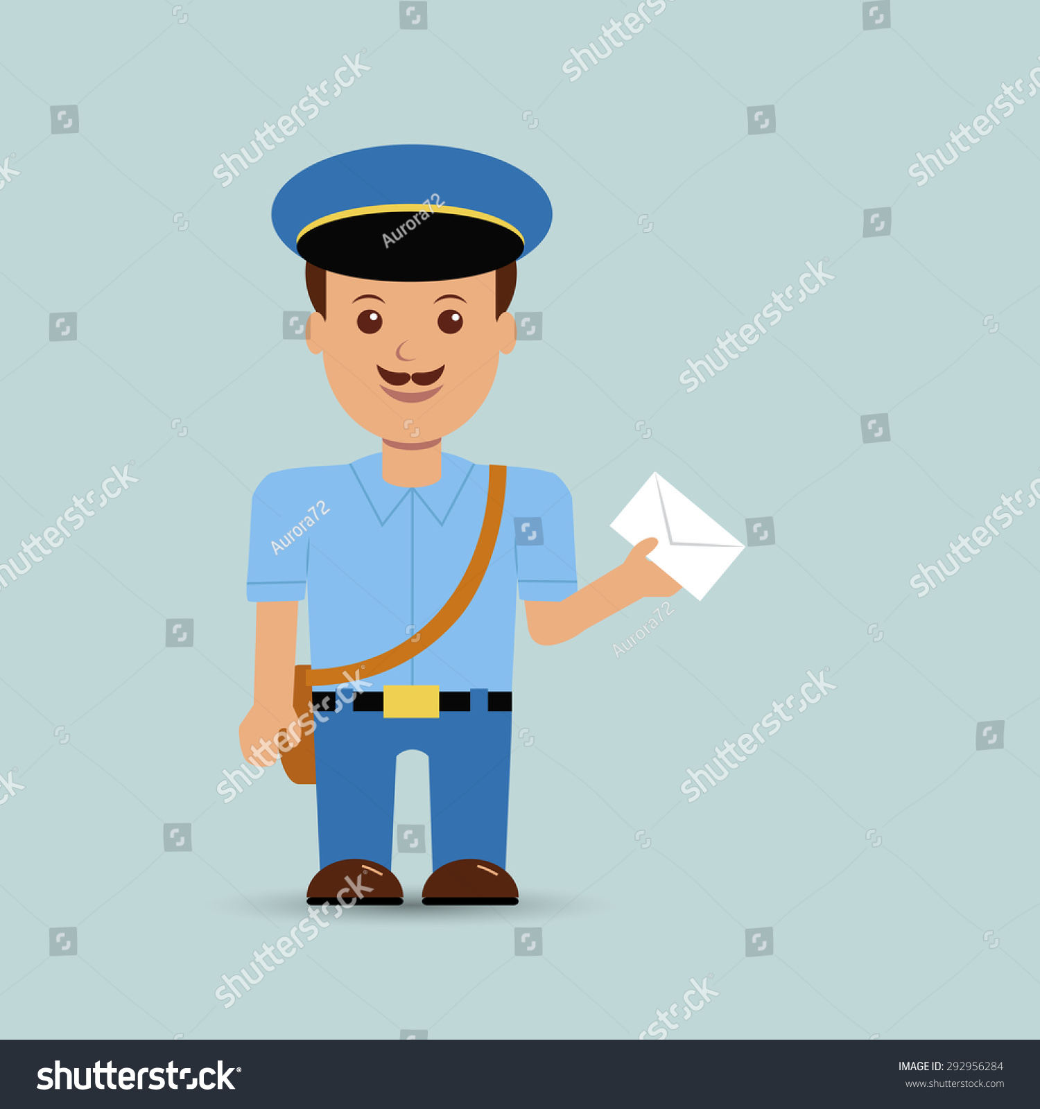 Friendly Postman Blue Uniform Message Stock Vector (Royalty Free) 292956284