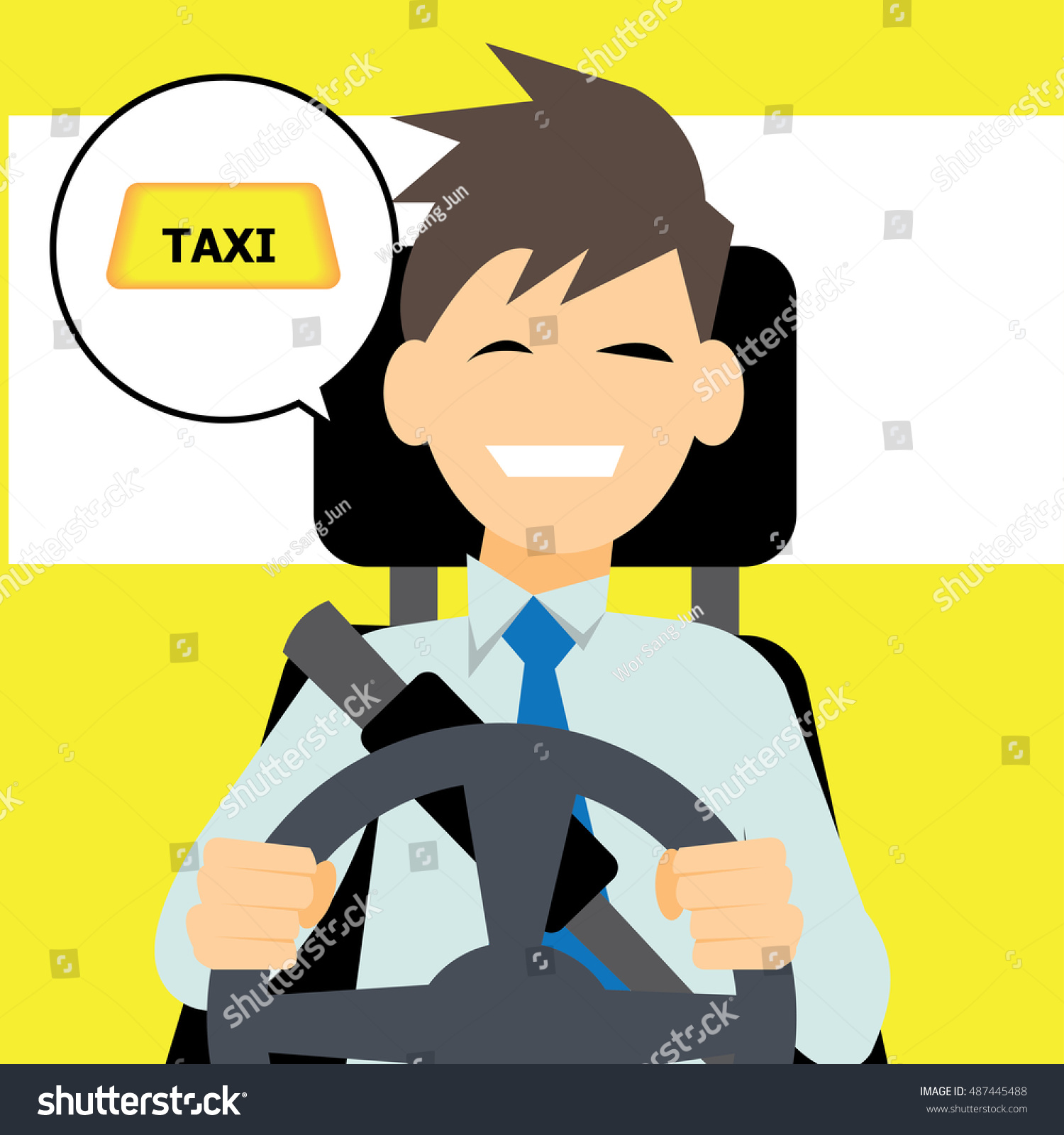 Friendly Taxi Drivervector Cartoon: vector de stock (libre de regalías ...