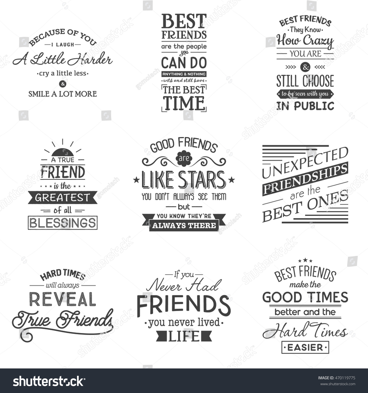 Friendship Typography Quotes Stock Vector (Royalty Free) 470119775