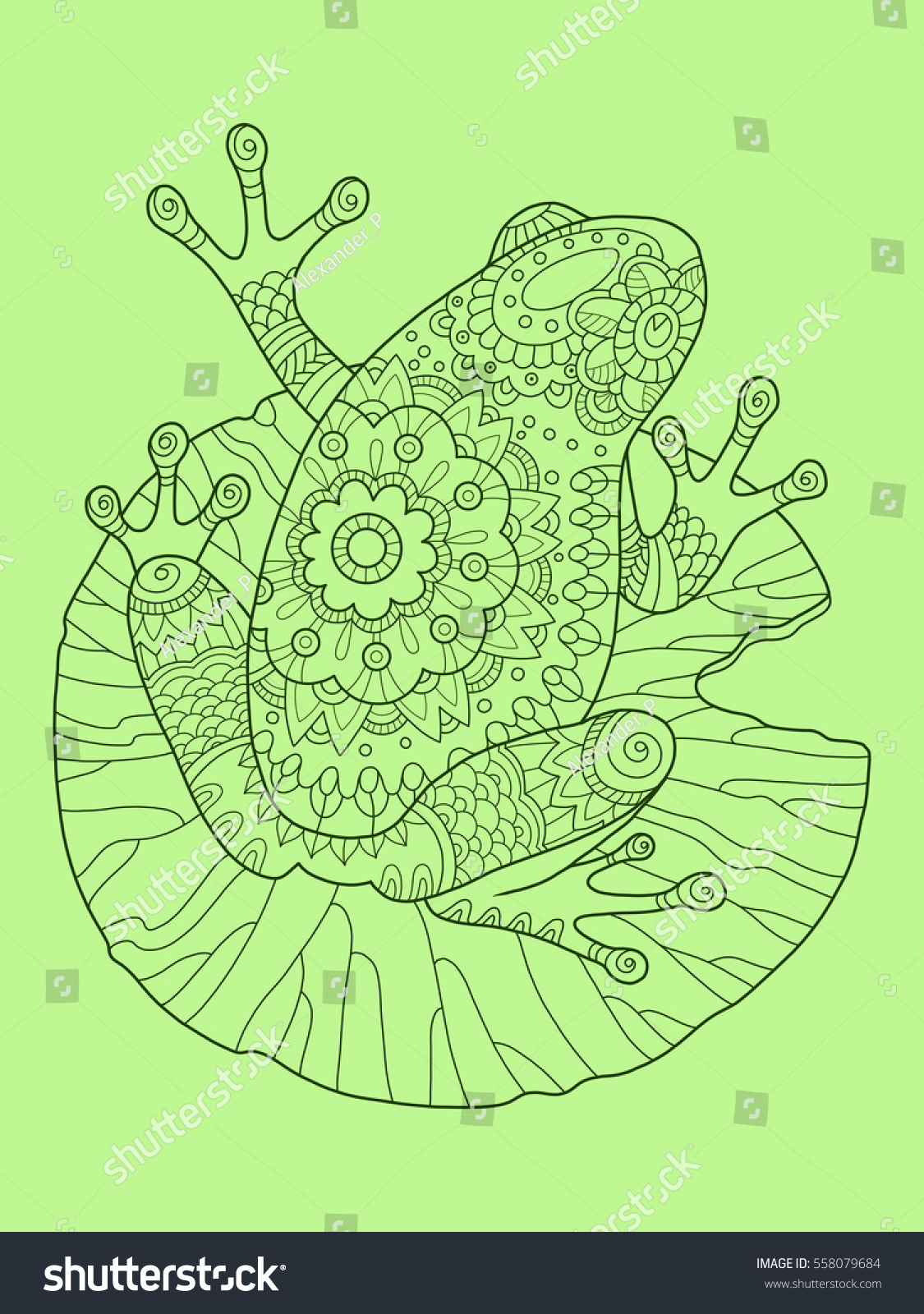 Frog Green Color Vector Illustration Lace Stock Vector (Royalty Free ...