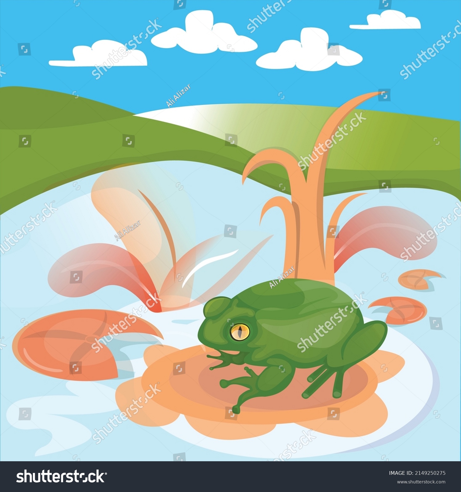 Frog Lake Illustration Vector Stock Vector (Royalty Free) 2149250275 ...