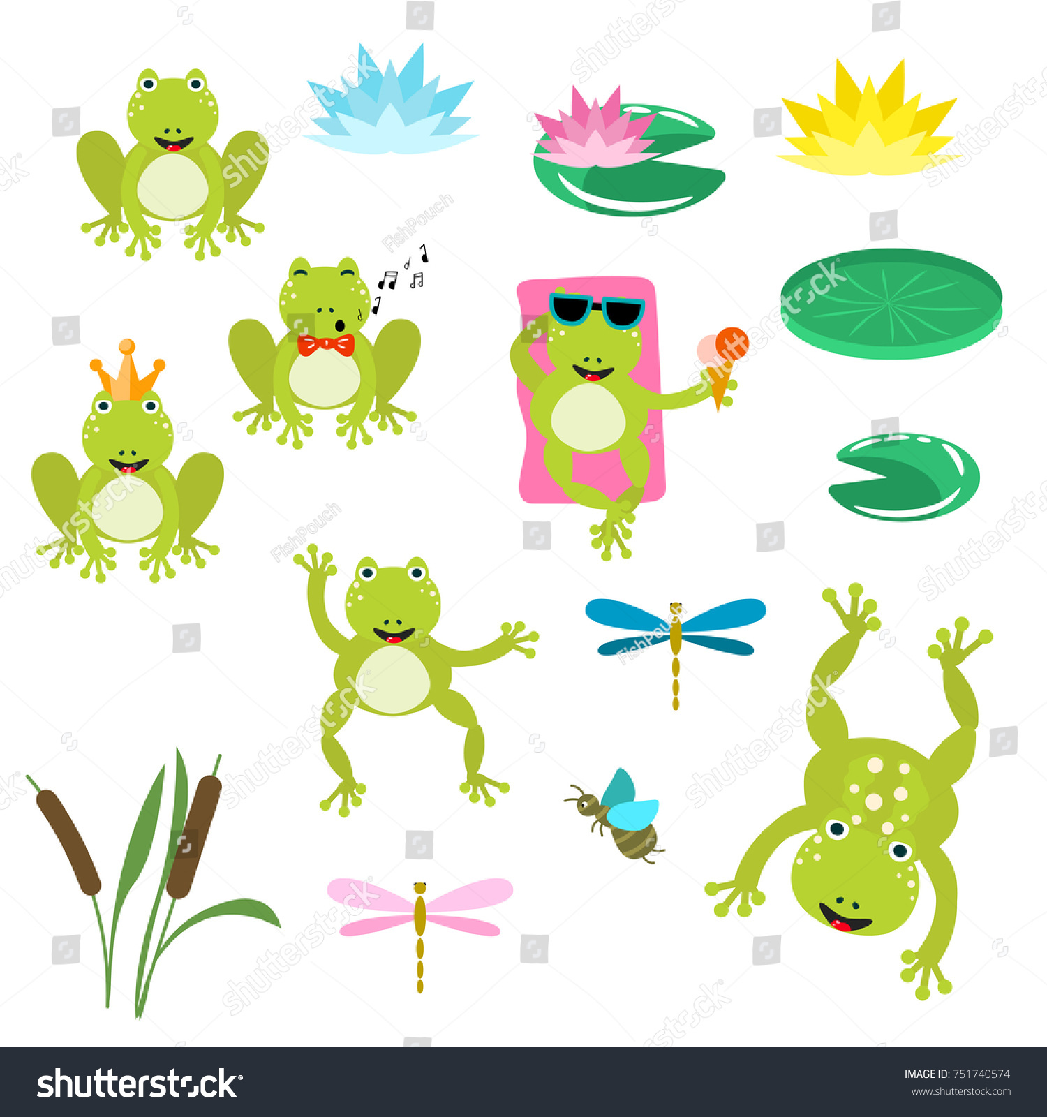 Frogs Cartoon Clipart Vector Set 스톡 벡터(로열티 프리) 751740574 | Shutterstock