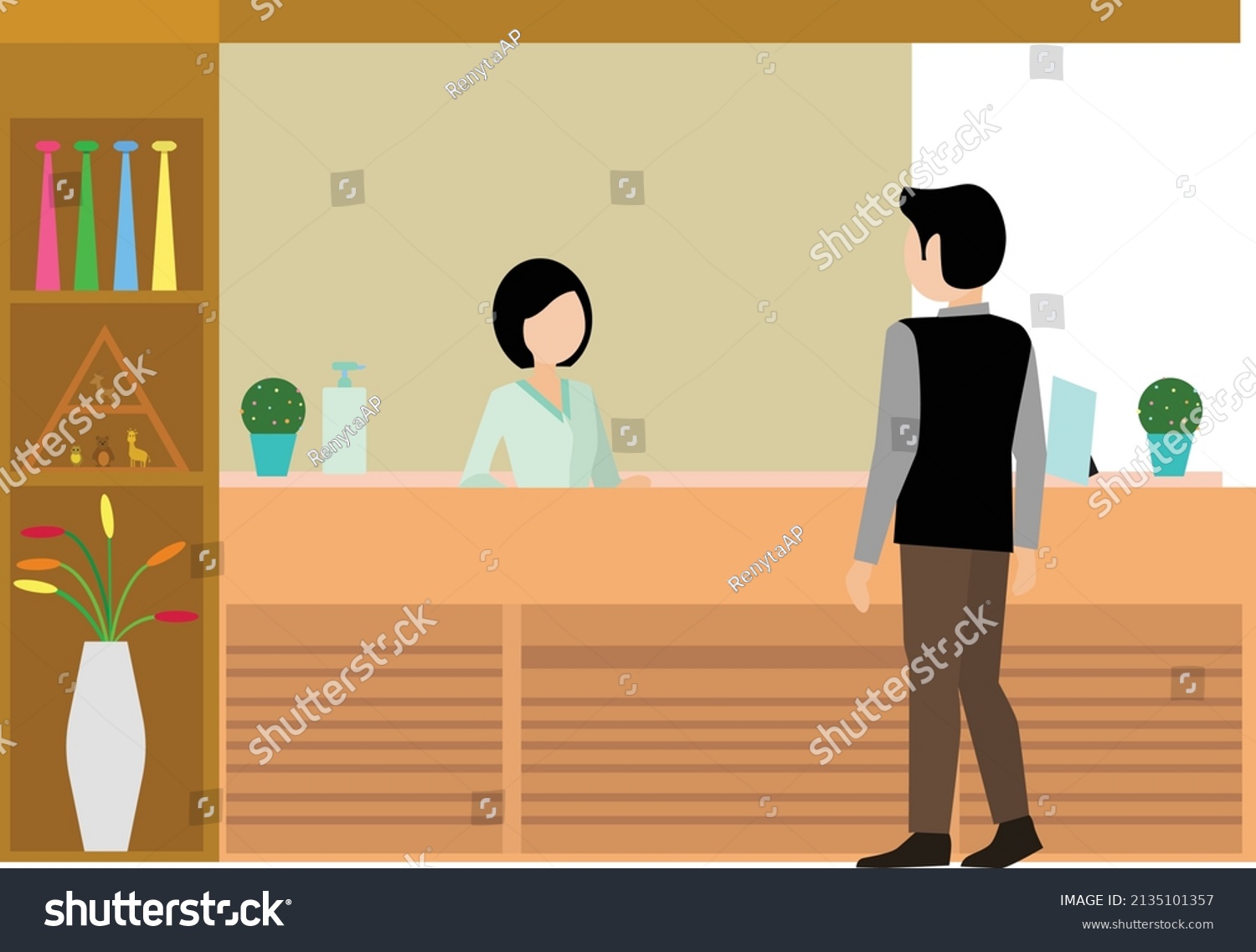 Front Office Receptionist Vector Illustration Stock Vector (Royalty ...