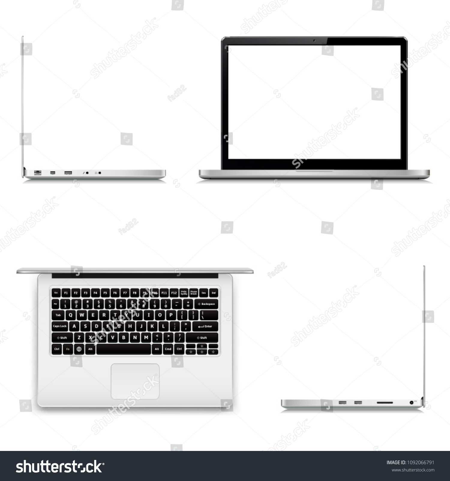 Front Side Top View On Laptop Stock Vector (Royalty Free) 1092066791