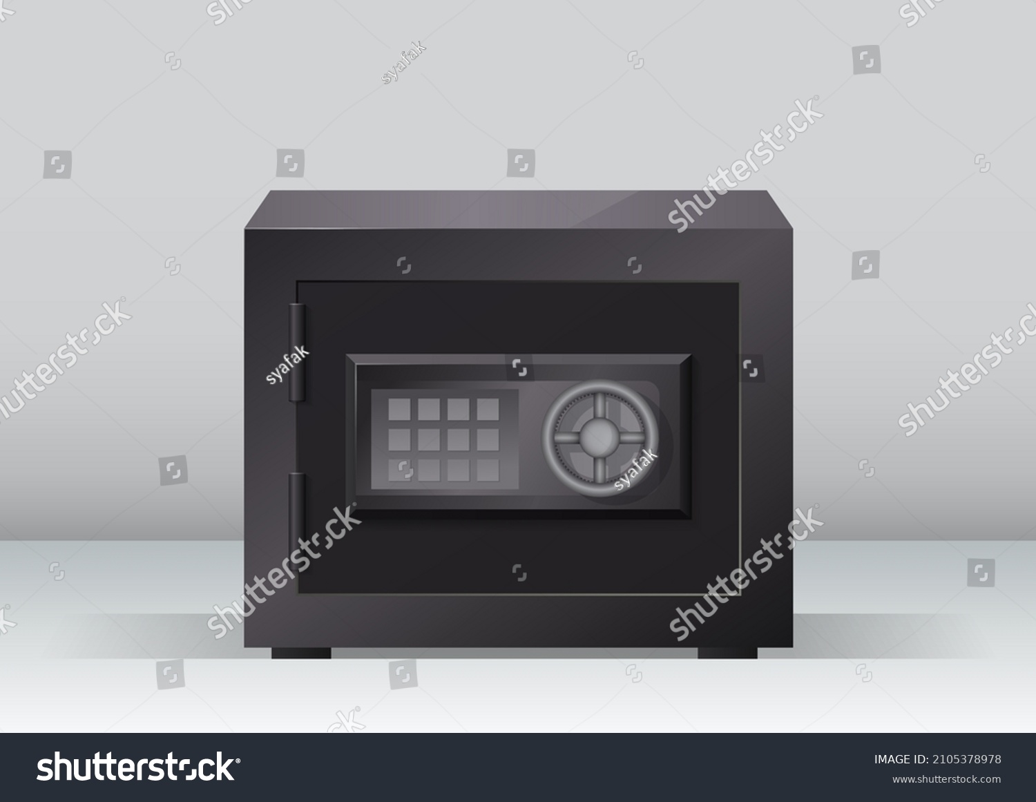 Front View Closed Safe Box Stock Vector (Royalty Free) 2105378978 ...