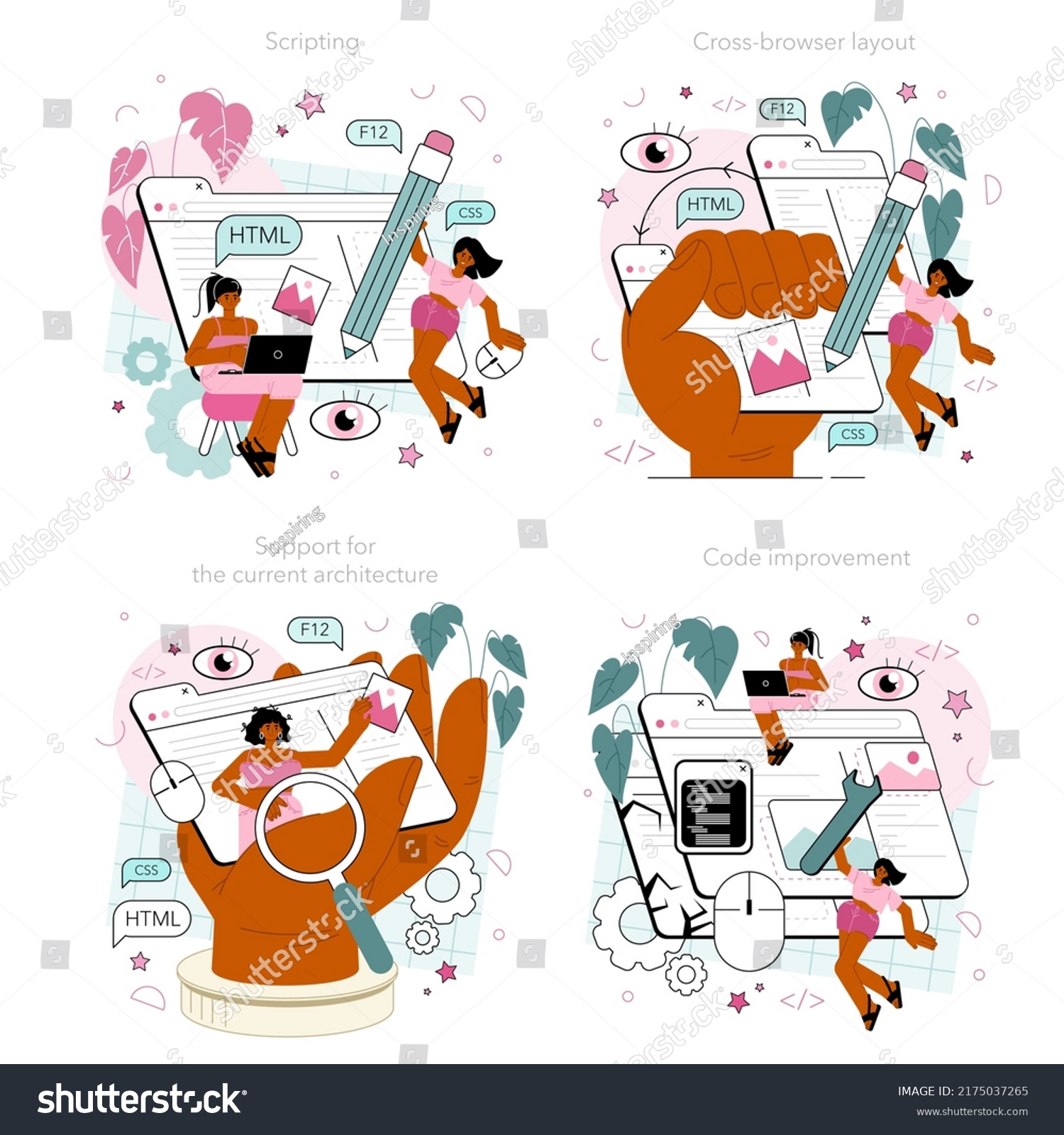 Frontend Development Concept Set Website Interface Stock Vector ... Frontend Development Concept Set Website Interface Stock Vector ...