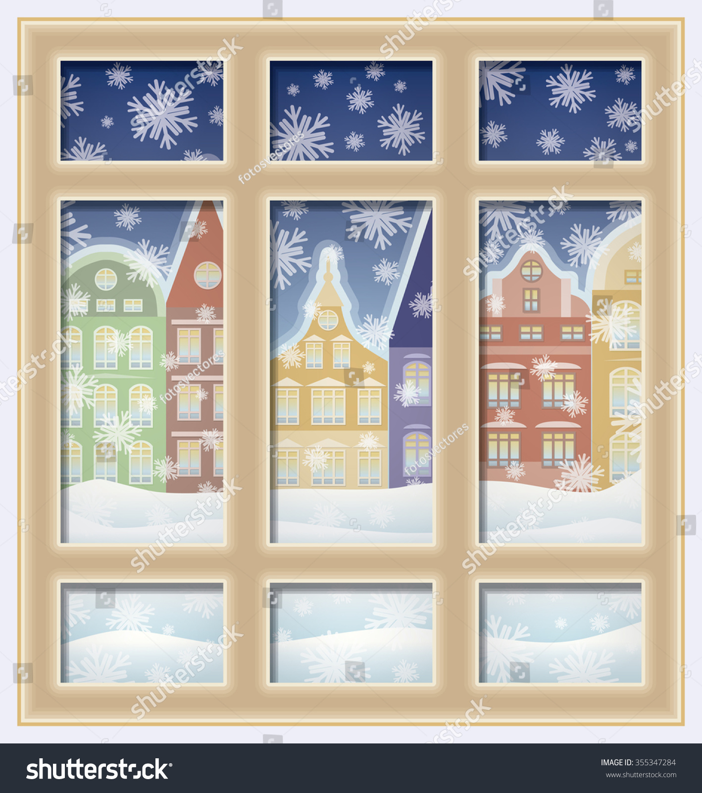 Frosted Winter Window Vector Illustration Stock Vector (Royalty Free ...