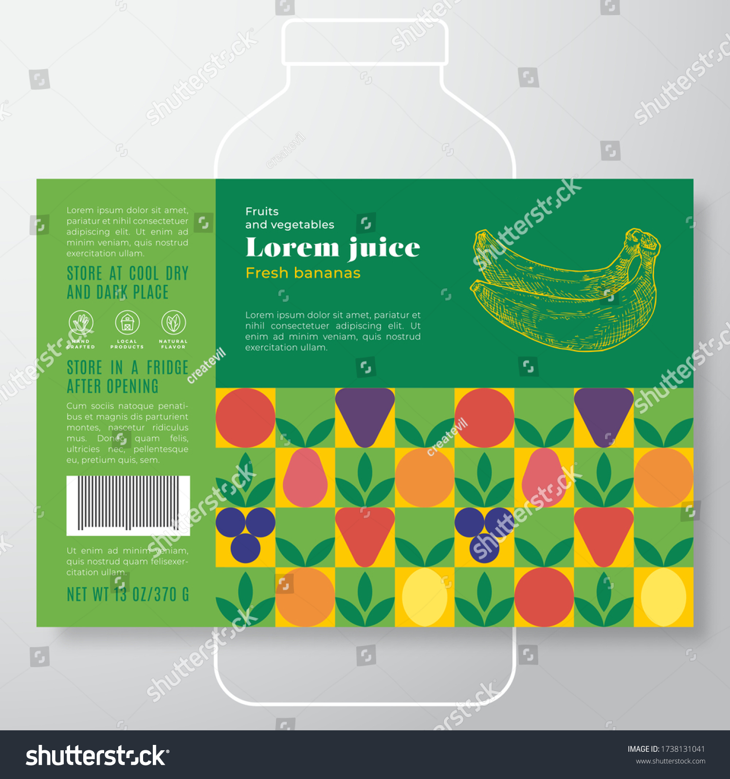 Fruit Vegetables Pattern Juice Label Template: เวกเตอร์สต็อก (ปลอดค่า ...