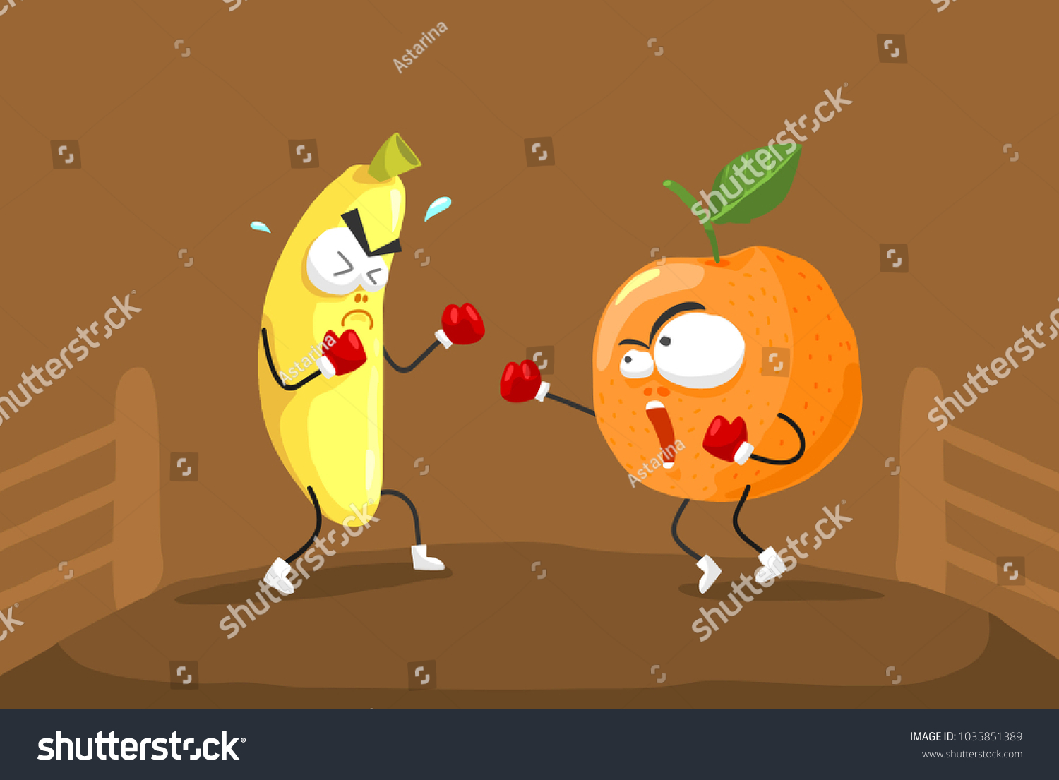 Fruit Boxer Cartoon Stock Vector (Royalty Free) 1035851389