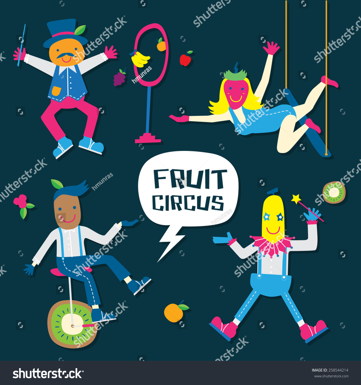Fruit Circus 01 Stock Vector (Royalty Free) 258544214 | Shutterstock