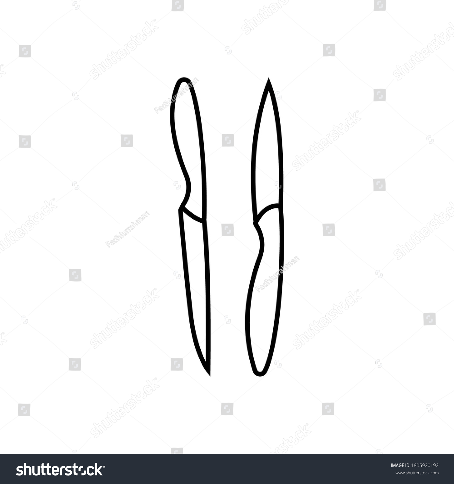 Fruit Kinfe Line Art Vector Isolated Stock Vector (Royalty Free) 1805920192