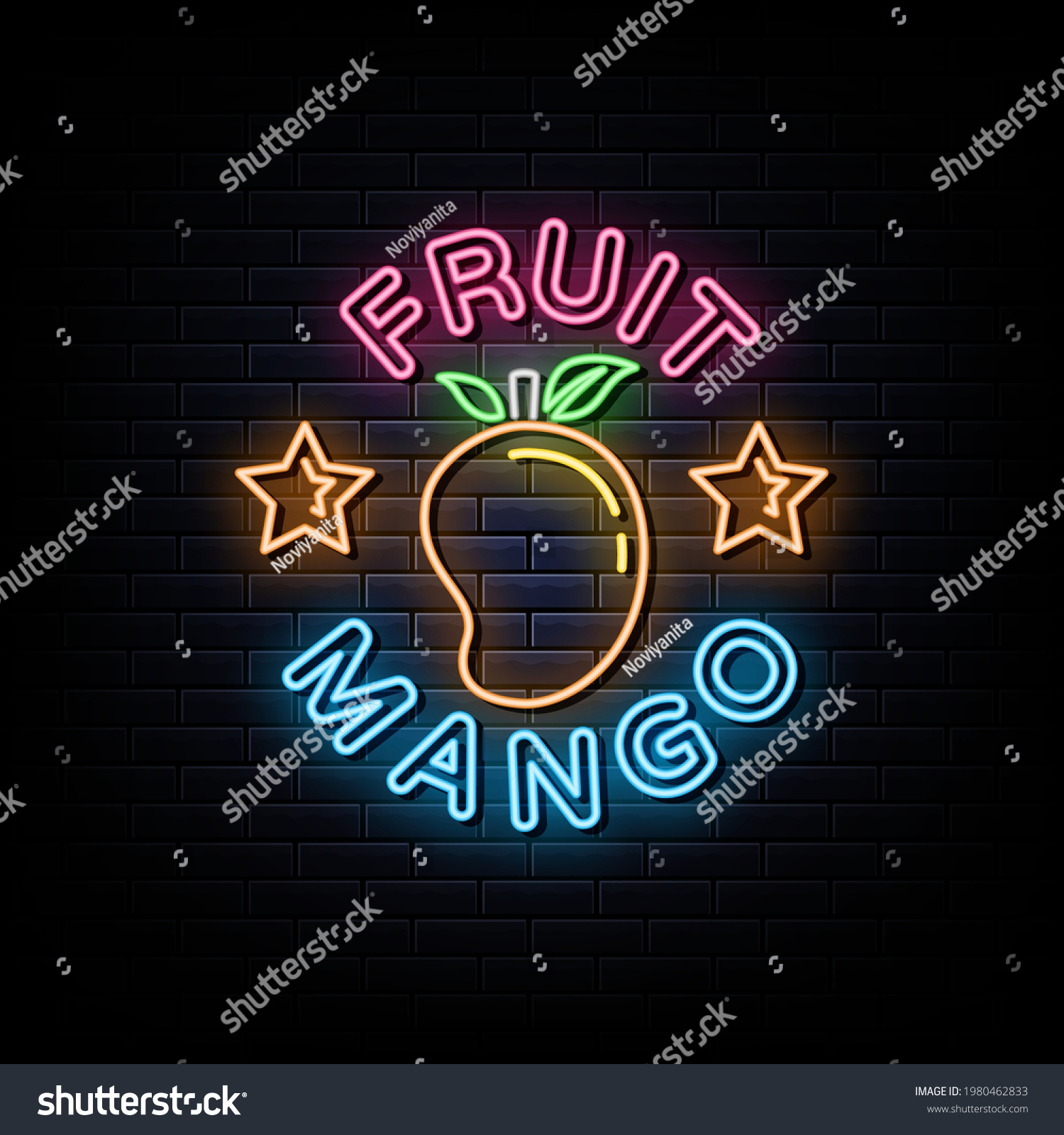 Fruit Mango Neon Signs Vector Stock Vector (Royalty Free) 1980462833 ...
