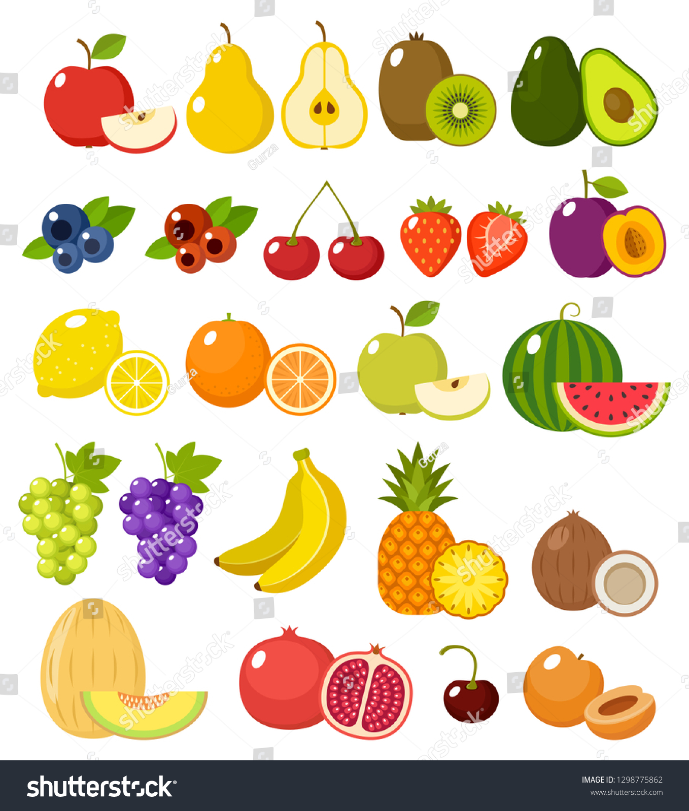 Fruit On White Background Isolated Vector Stock Vector (Royalty Free ...