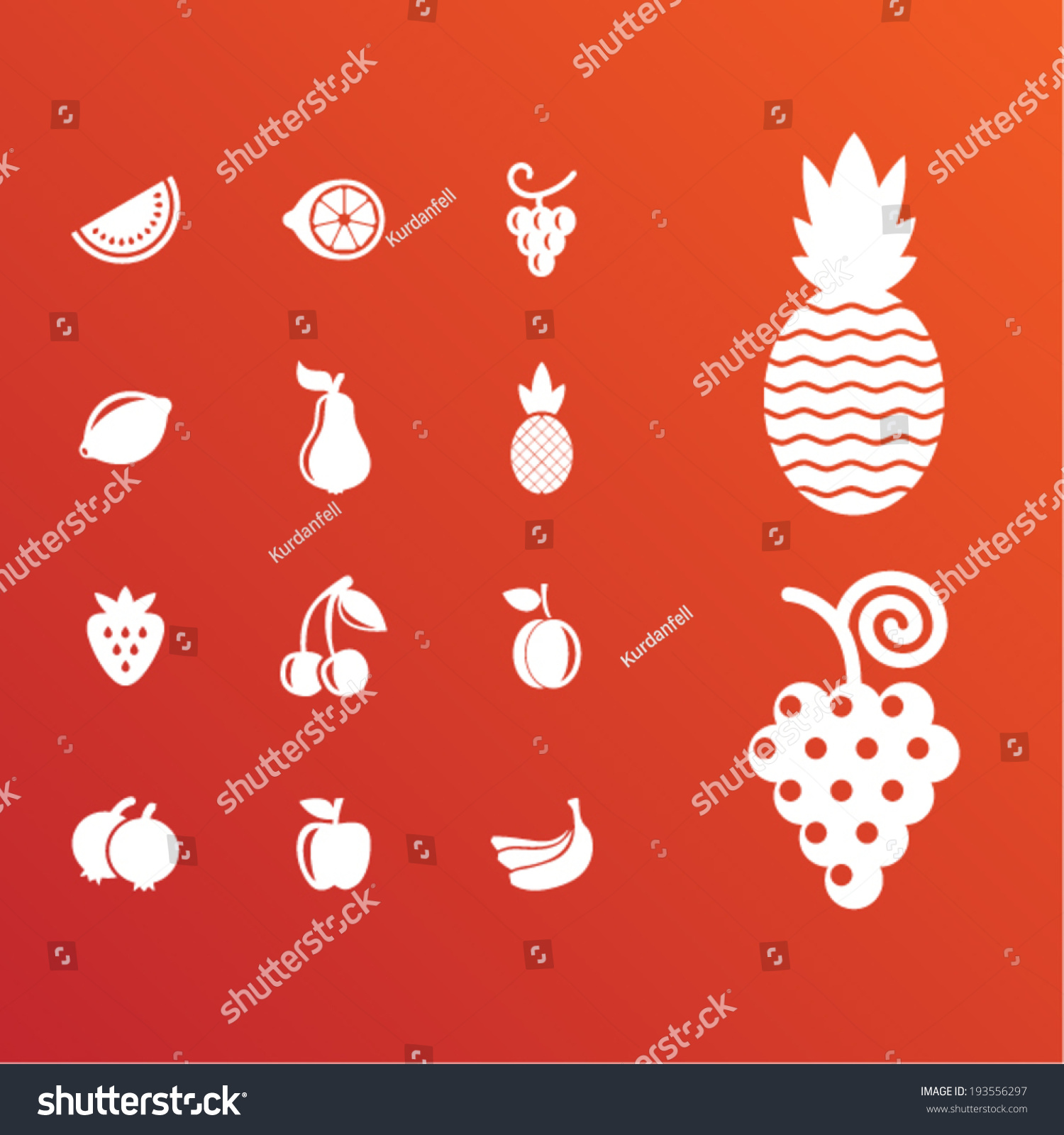 Fruit Pictograms: vector de stock (libre de regalías) 193556297 ...