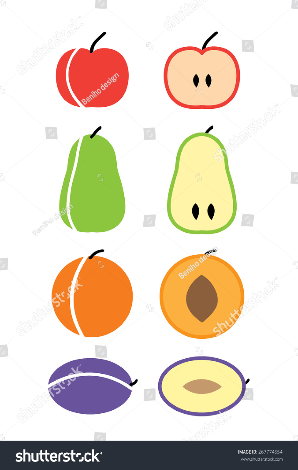 Fruit Simple Color Vector Illustration Stock Vector (Royalty Free ...