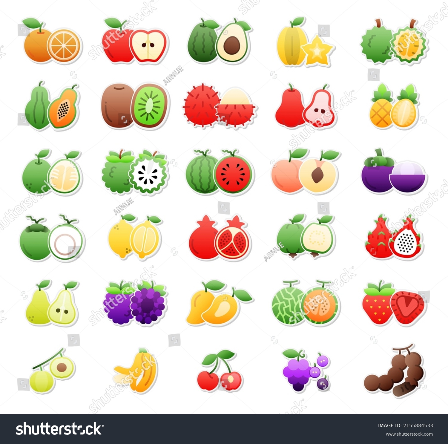 Fruit Sticker Icon Set Vector Illustration Stock Vector (Royalty Free ...