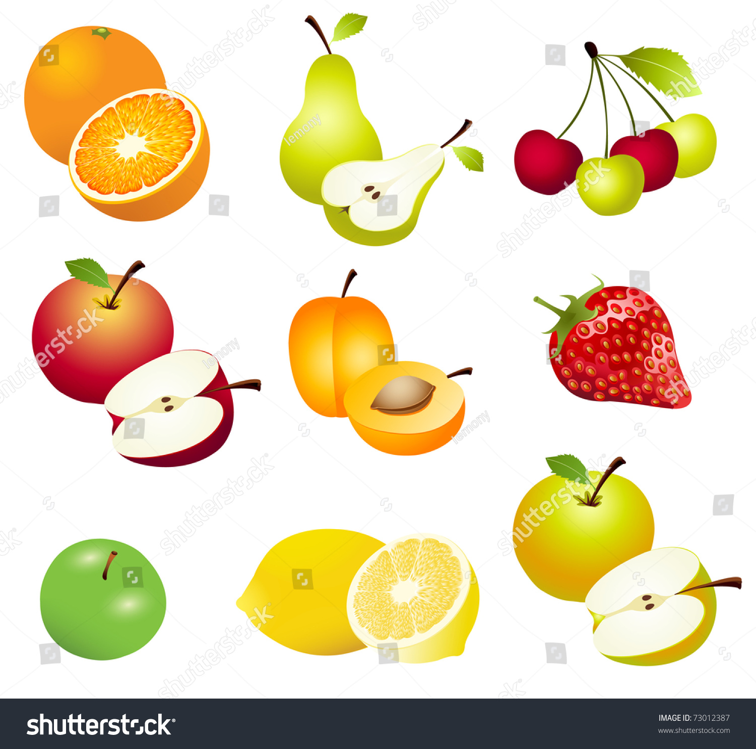 Fruits Stock Vector (Royalty Free) 73012387 | Shutterstock