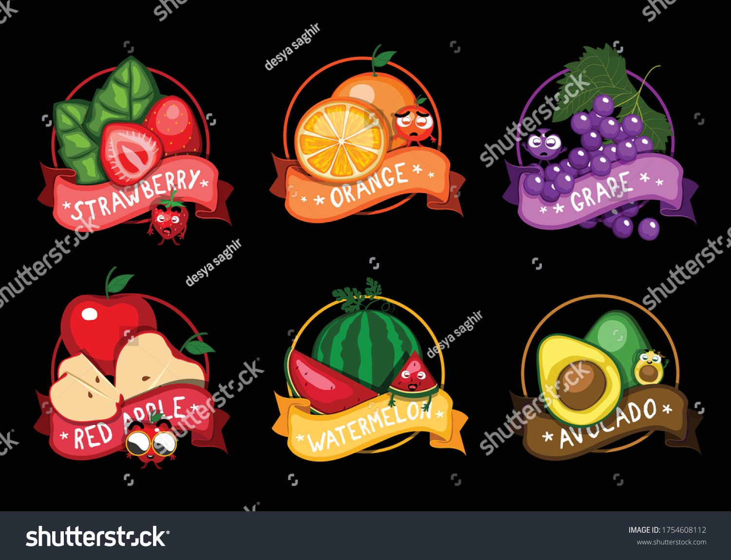 Fruits Label Using Vector Format: เวกเตอร์สต็อก (ปลอดค่าลิขสิทธิ์ ...