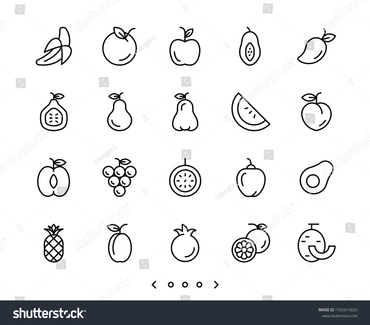 Fruits Line Icon Set Vector Stock Vector (Royalty Free) 1765615655 ...