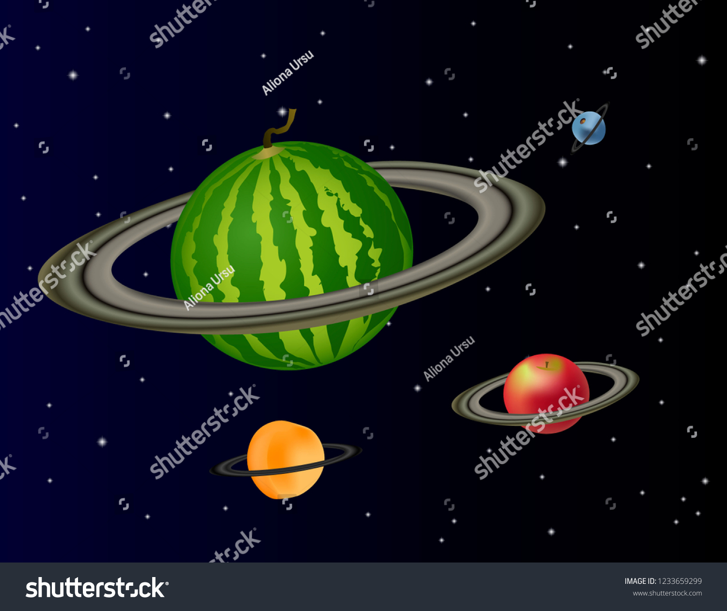 Fruits Planets Vector Space Cartoon Stock Vector (Royalty Free) 1233659299