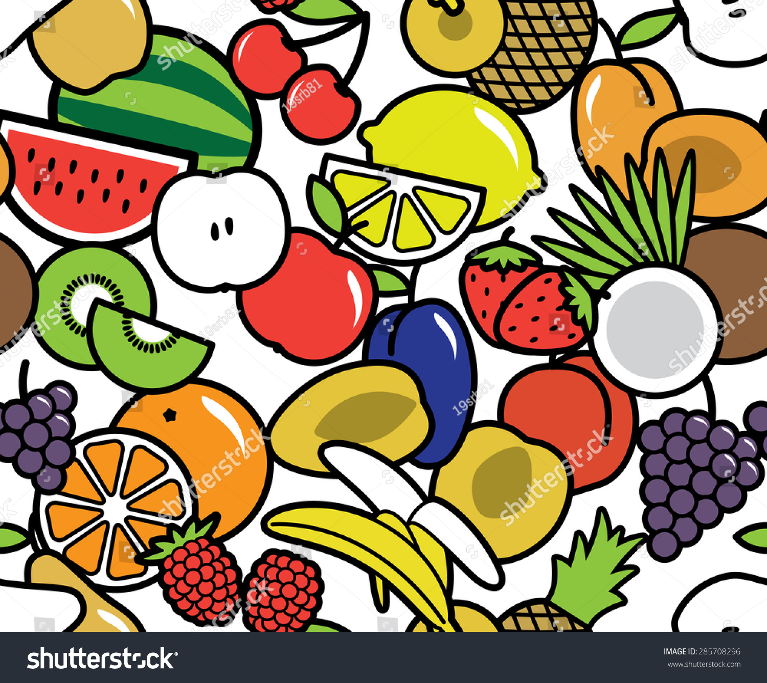 Fruits Seamless Pattern White Background Stock Vector (Royalty Free ...