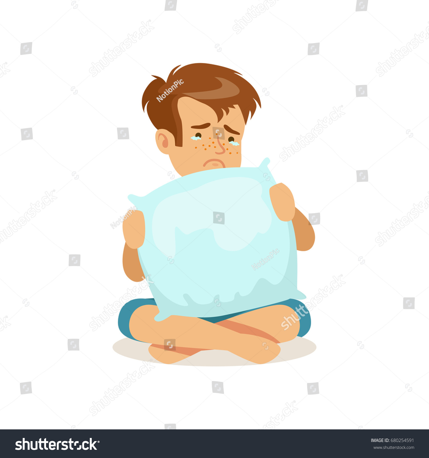 Frustrated Sad Boy Character Sitting On: vector de stock (libre de ... Frustrated Sad Boy Character Sitting On: vector de stock (libre de ...