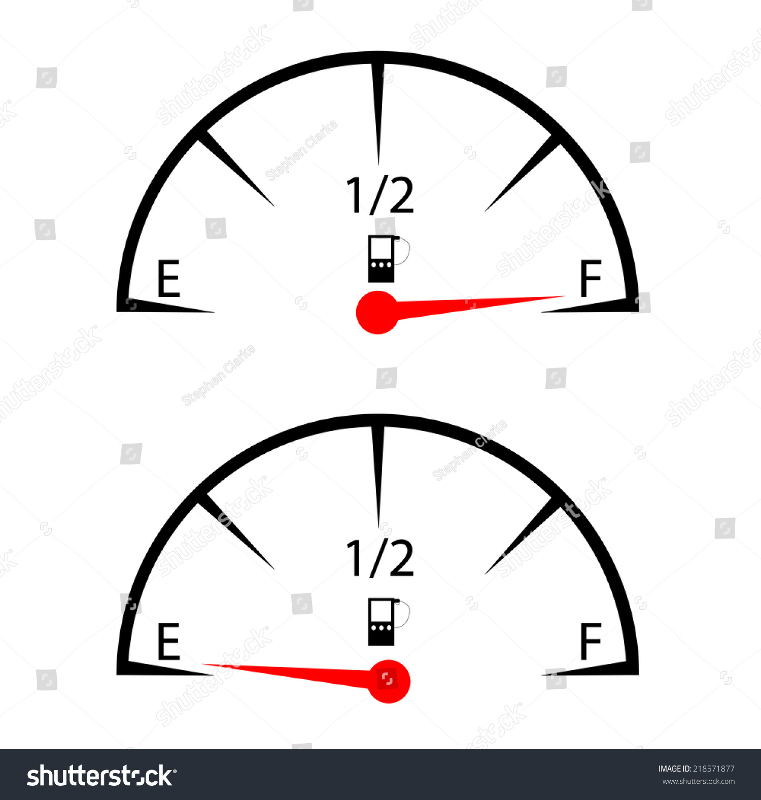 Fuel Gauge Icon Empty Full Indicators 스톡 벡터(로열티 프리) 218571877