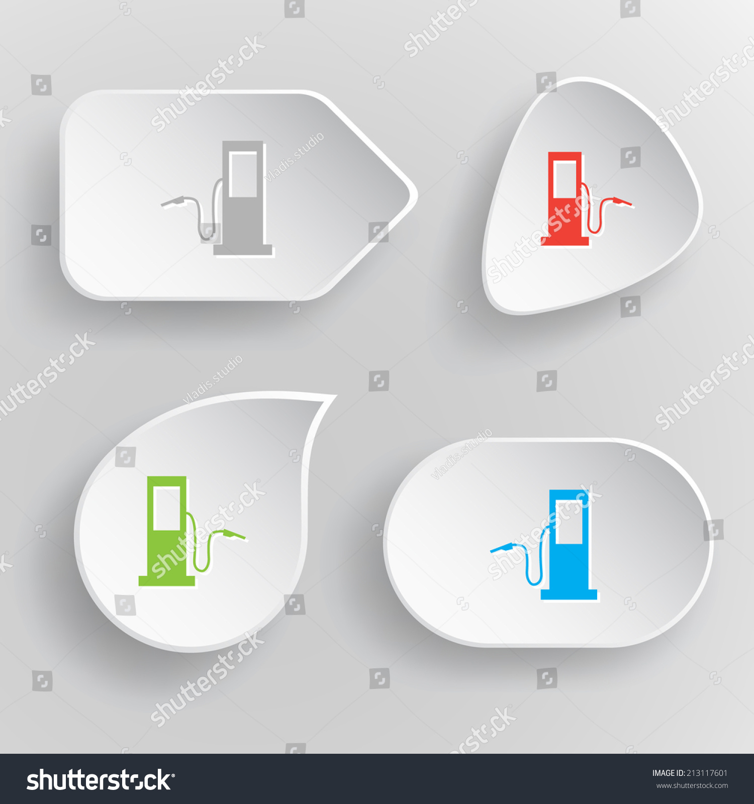 Fueling Station White Flat Vector Buttons Stock Vector (Royalty Free ...