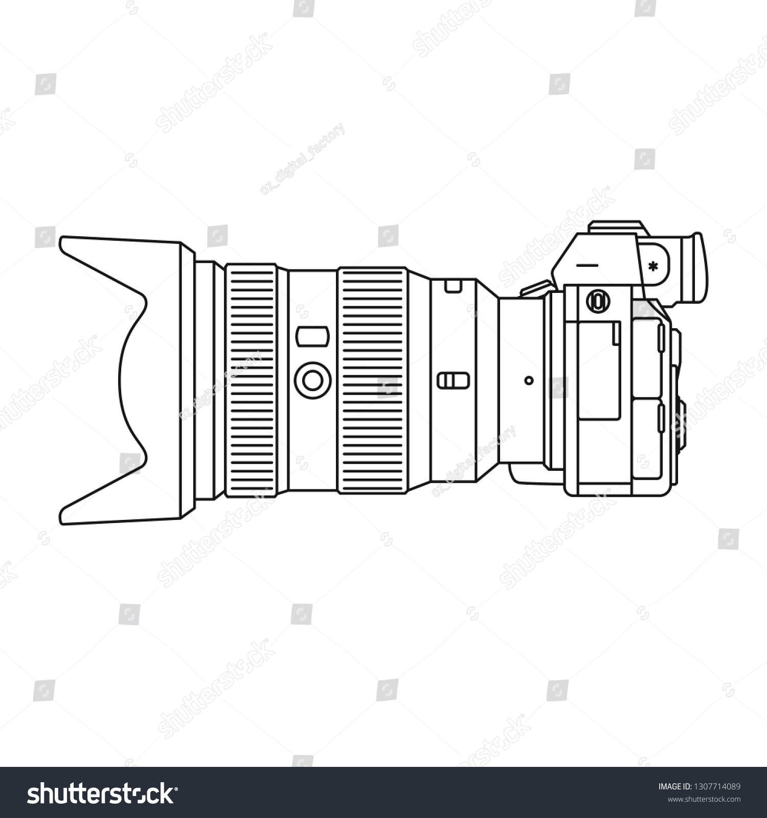 Fullframe Mirrorless Camera Side View Outlines: vector de stock (libre ...