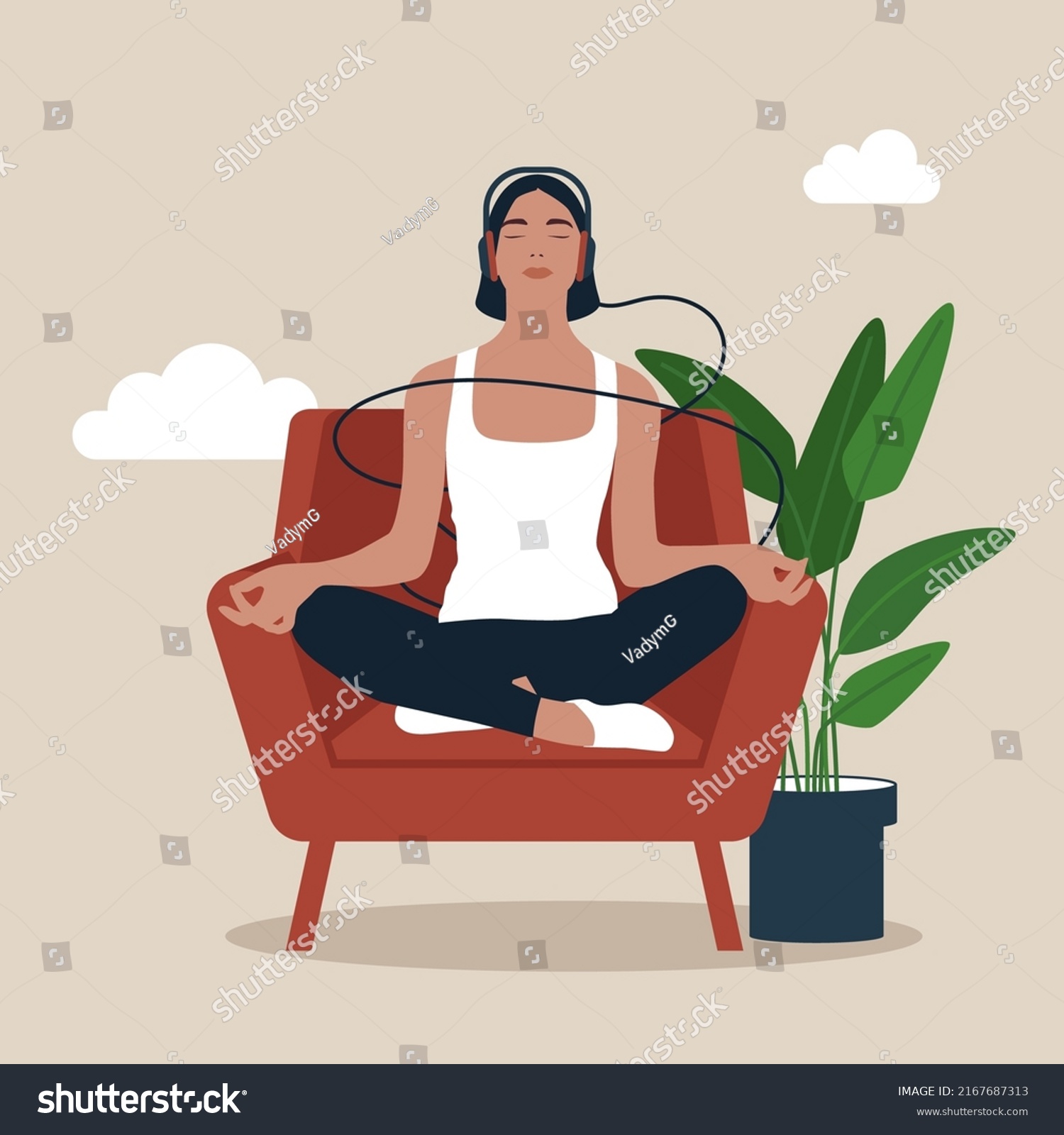 Full Length Mindful Young Woman Making Stock Vector (Royalty Free ... Full Length Mindful Young Woman Making Stock Vector (Royalty Free ...