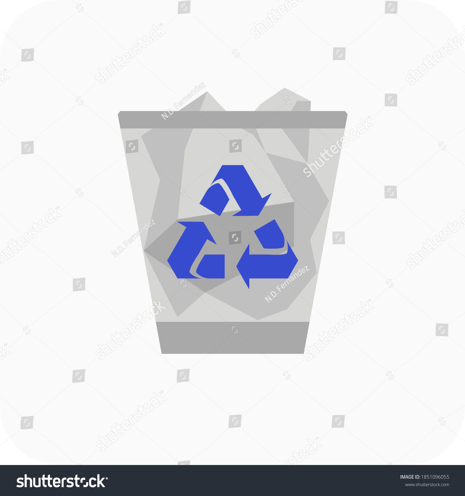 Full Recycle Bin Icon Trash Can Stock Vector (Royalty Free) 1851096055