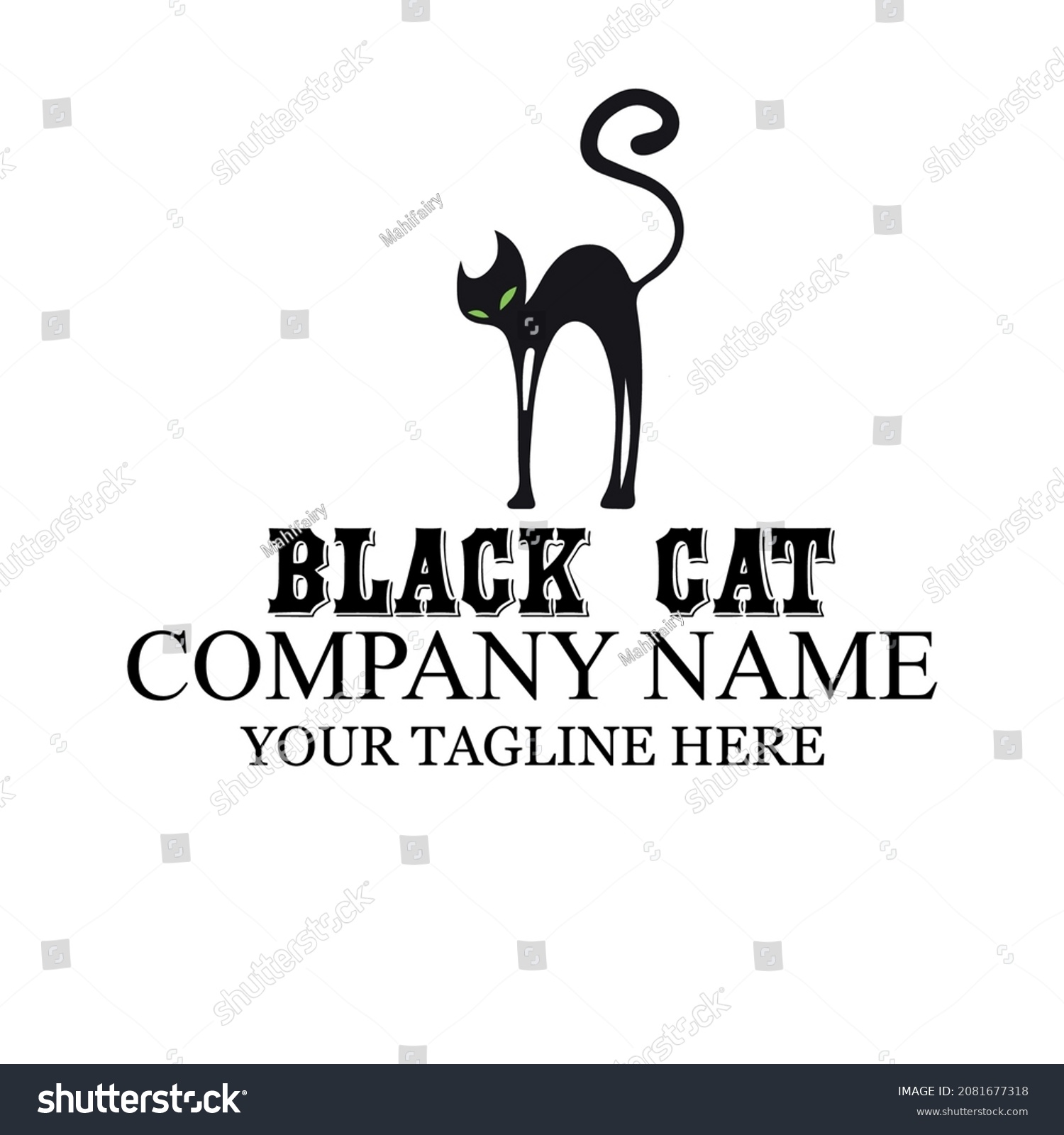 Fully Editable Logo Black Cat Stock Vector (Royalty Free) 2081677318 ...