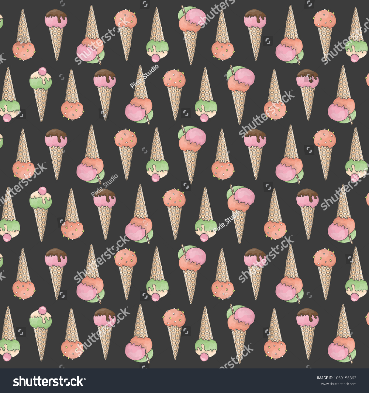 Fun Cute Background Icecream Stock Vector (Royalty Free) 1059156362 ...