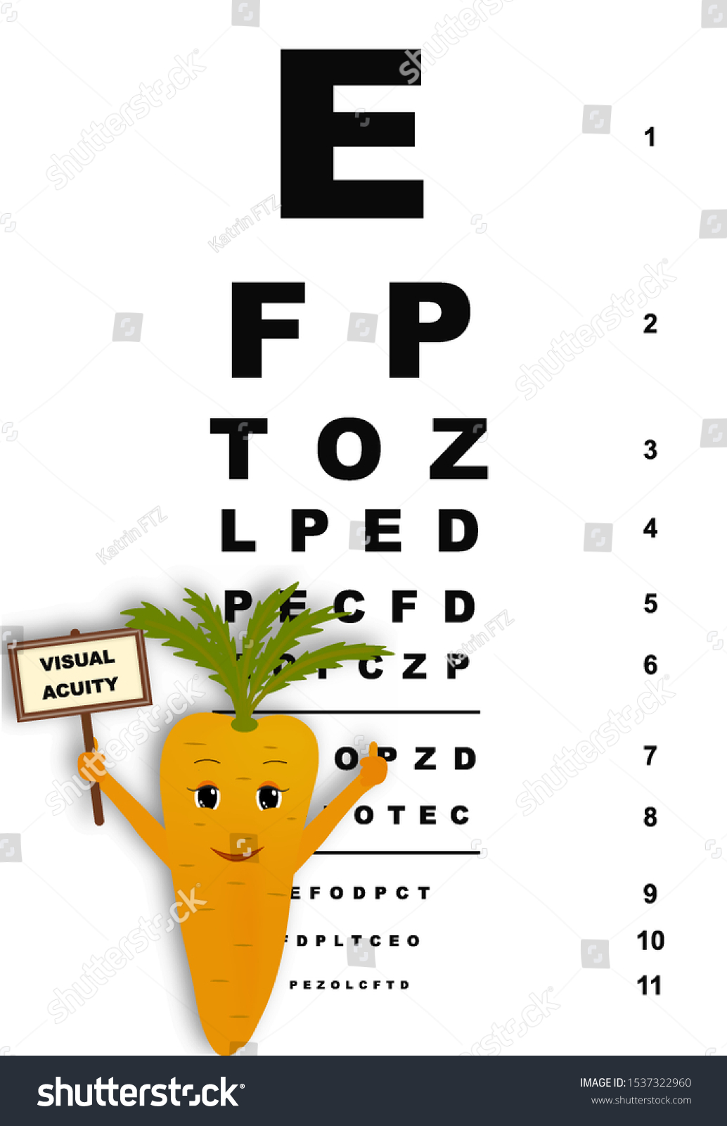 Fun Carrot Eye Test Table Vector Stock Vector (Royalty Free) 1537322960 ...