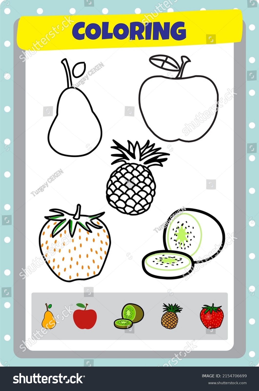 Fun Coloring Activity Kids Stock Vector (Royalty Free) 2154706699 ...