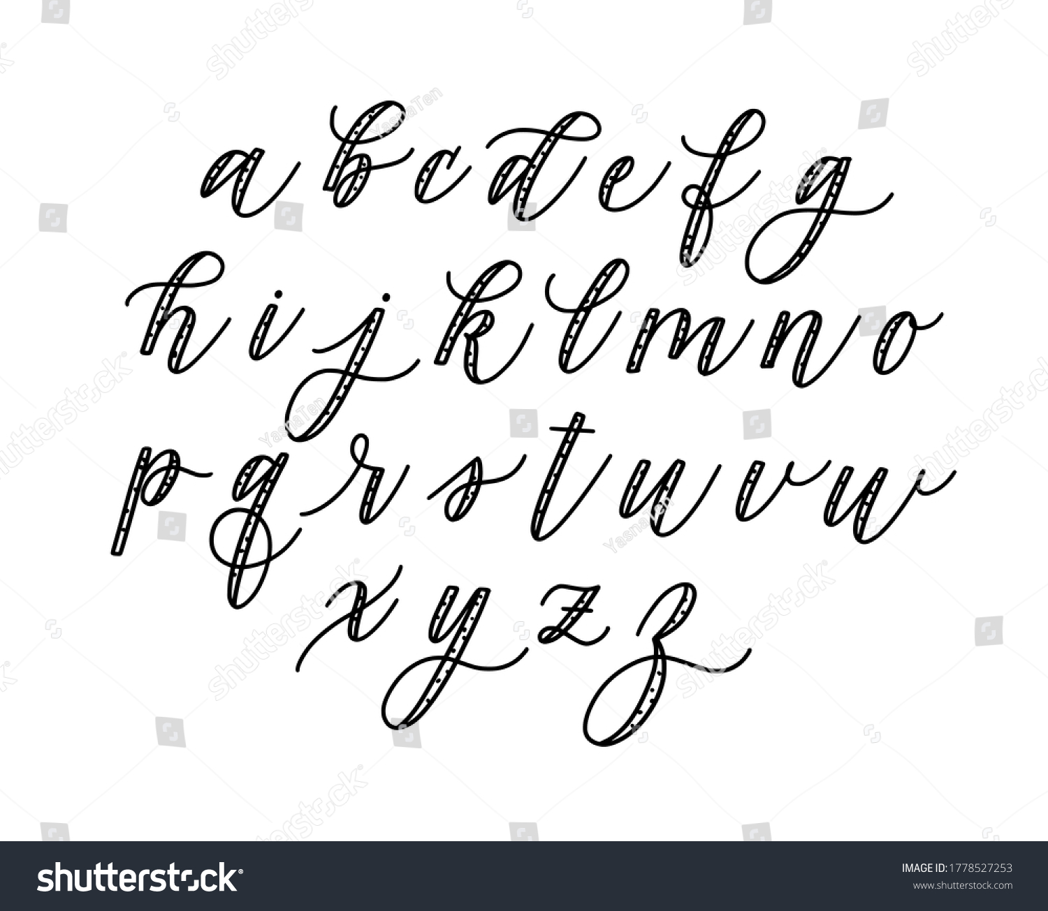 Fun doodle calligraphie alphabet type minuscule : image vectorielle de ...