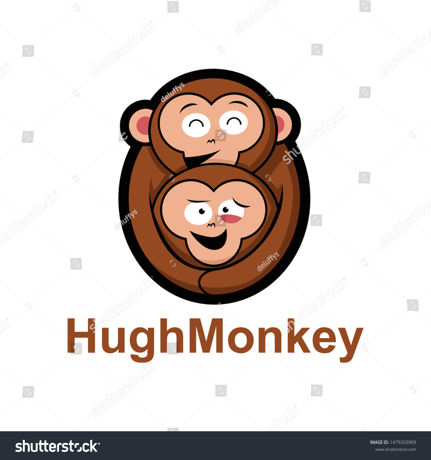 Fun Hugging Monkey Logo Design Template Stock Vector (Royalty Free ...