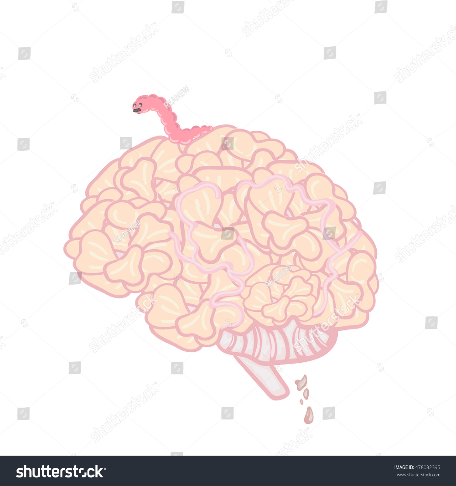Fun Illustration Brain Worm Vector Stock Vector (Royalty Free) 478082395