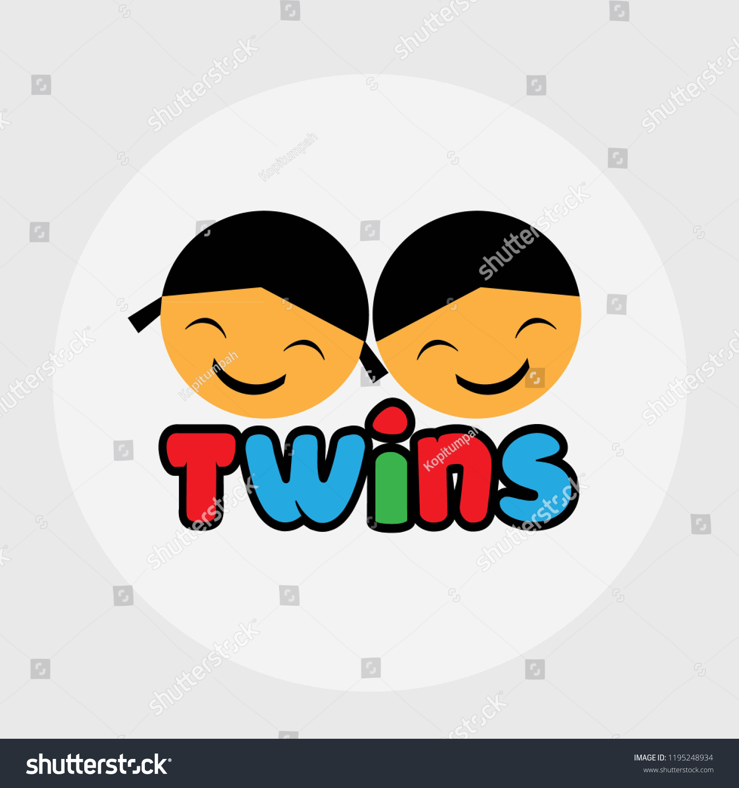 Fun Twins Kids Vector Design Stock Vector (Royalty Free) 1195248934 ...