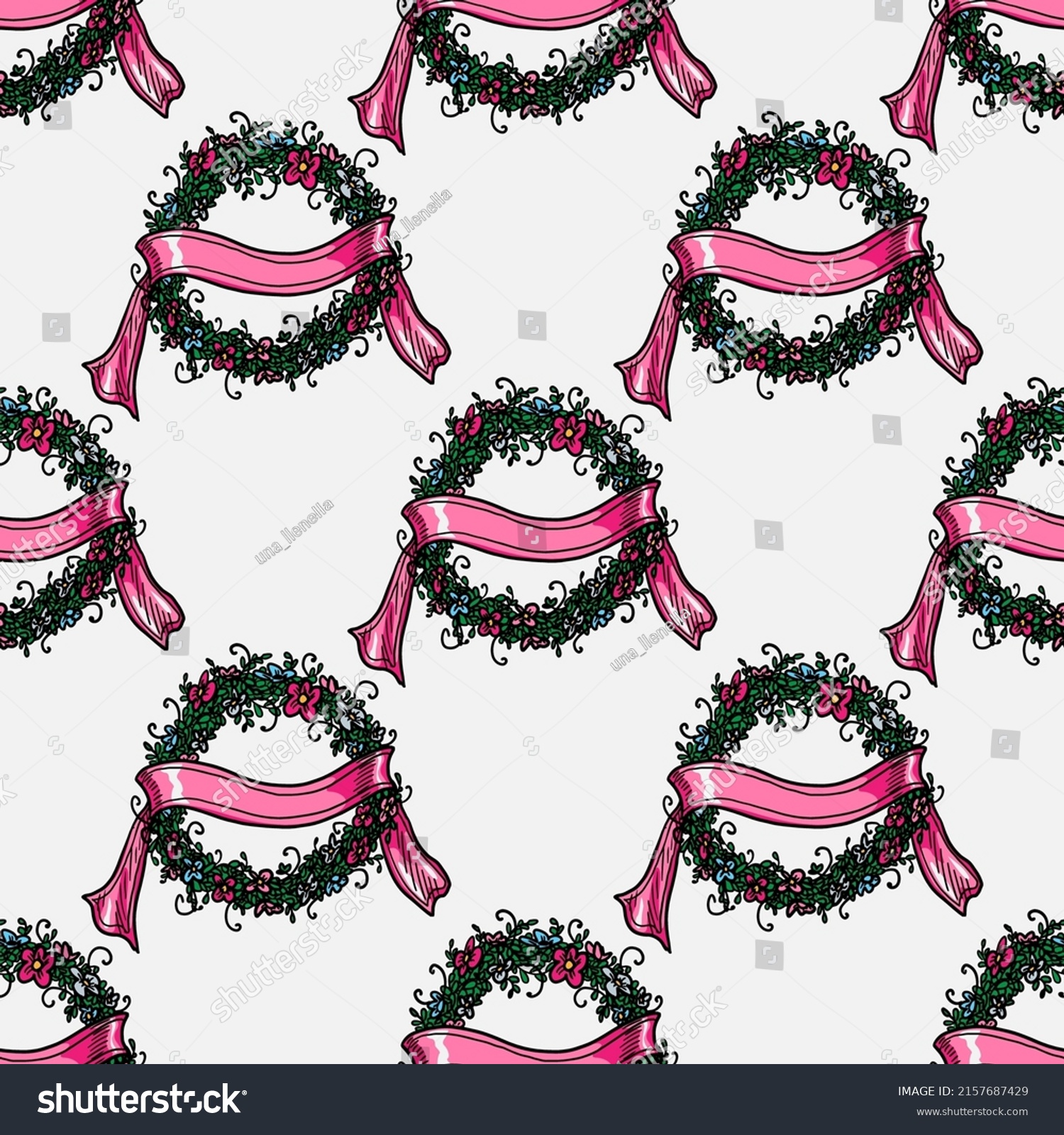 Funeral Wreath Vector Seamless Pattern On Stock Vector (Royalty Free ...