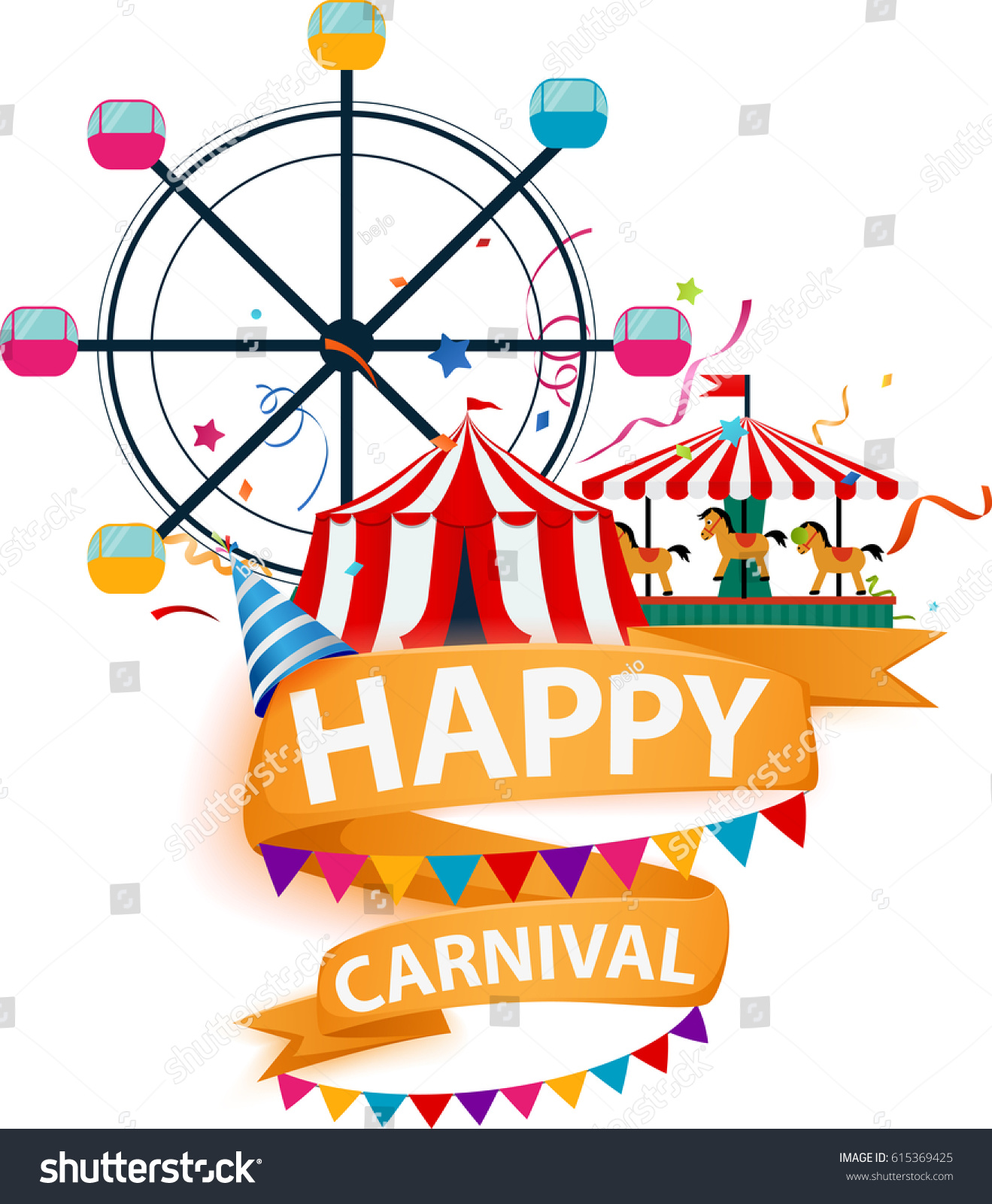 Funfair Carnival Background Stock Vector (Royalty Free) 615369425