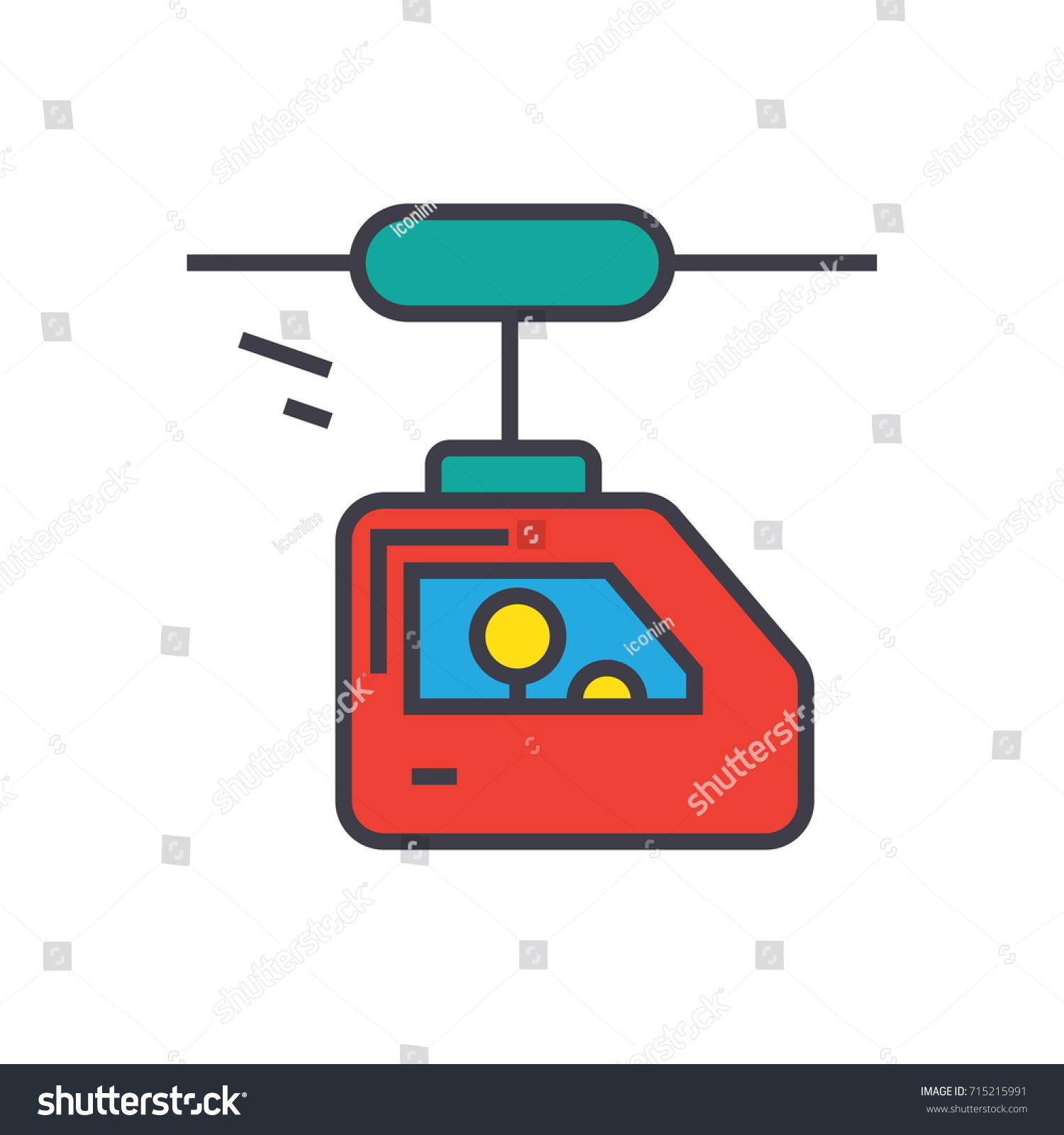 Funicular Flat Line Illustration Concept Vector: vector de stock (libre de regalías) 715215991 ...