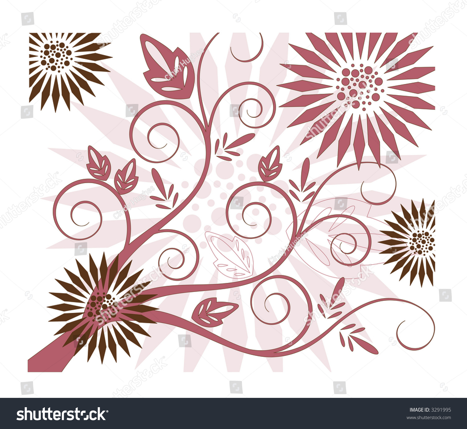 Funky Coil Flower Vector Stock Vector (Royalty Free) 3291995 | Shutterstock