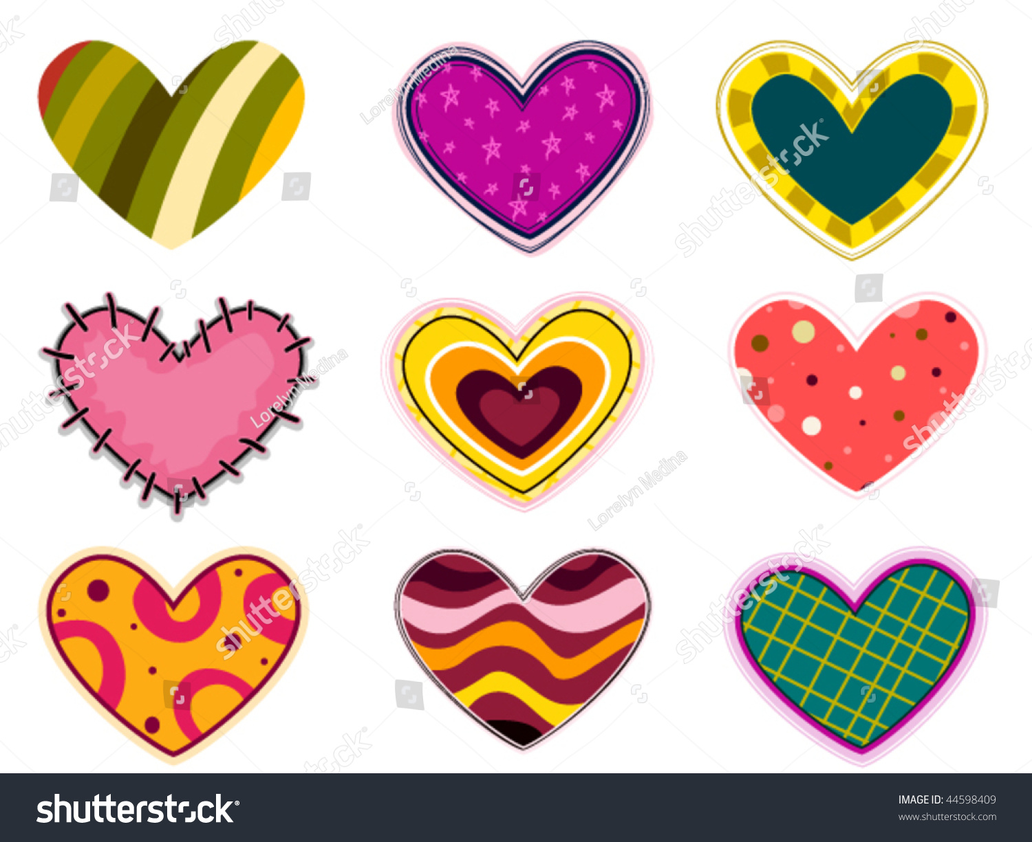 Funky Hearts Patches - Vector - 44598409 : Shutterstock