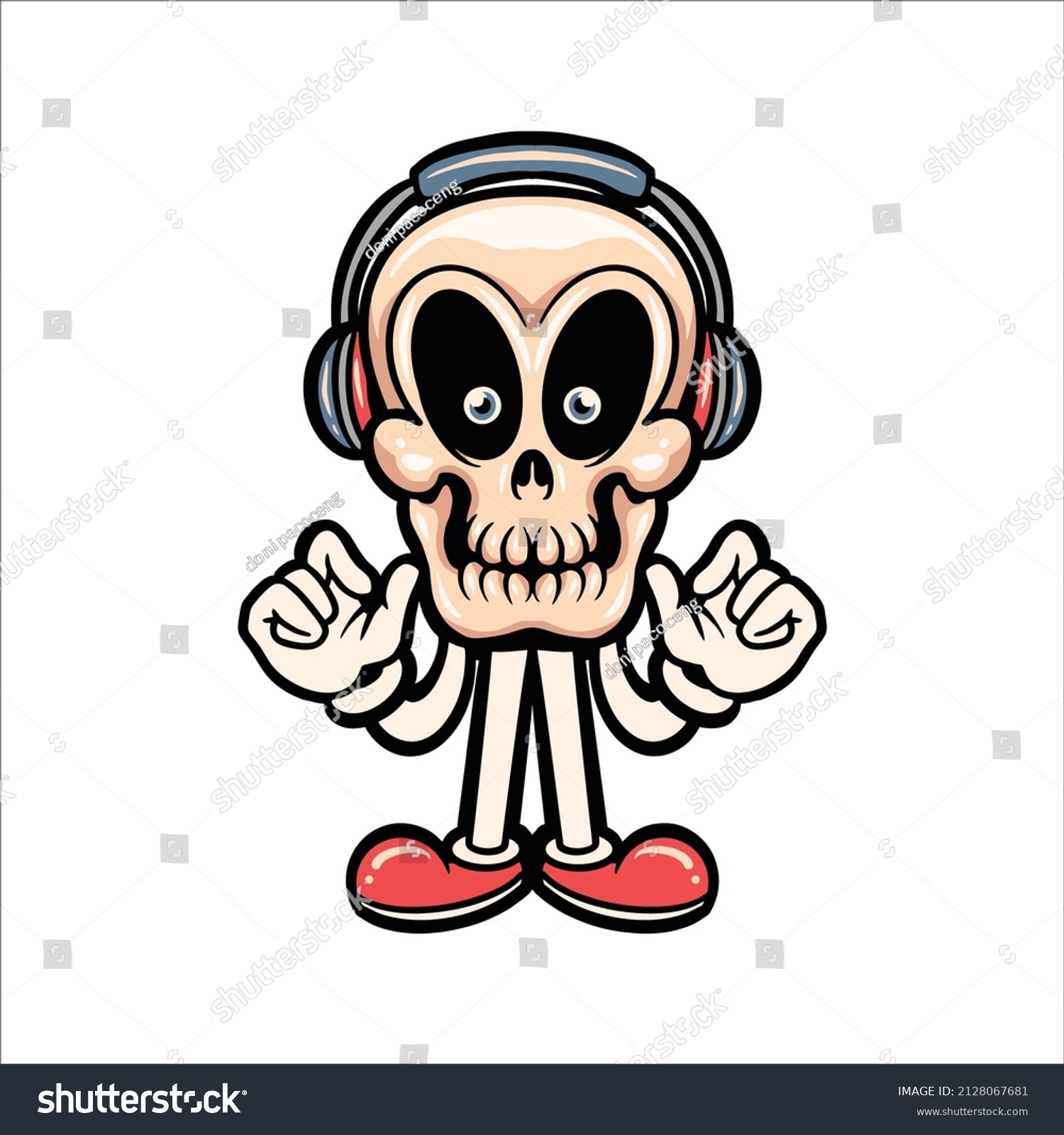 Funky Skull Cartoon Vector Design Stock Vector (Royalty Free ...