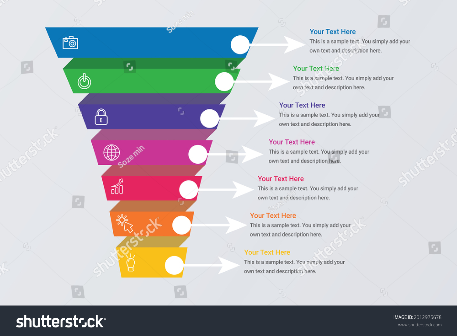 Funnel Diagram Template Vector Image 7 Stock Vector (Royalty Free ...