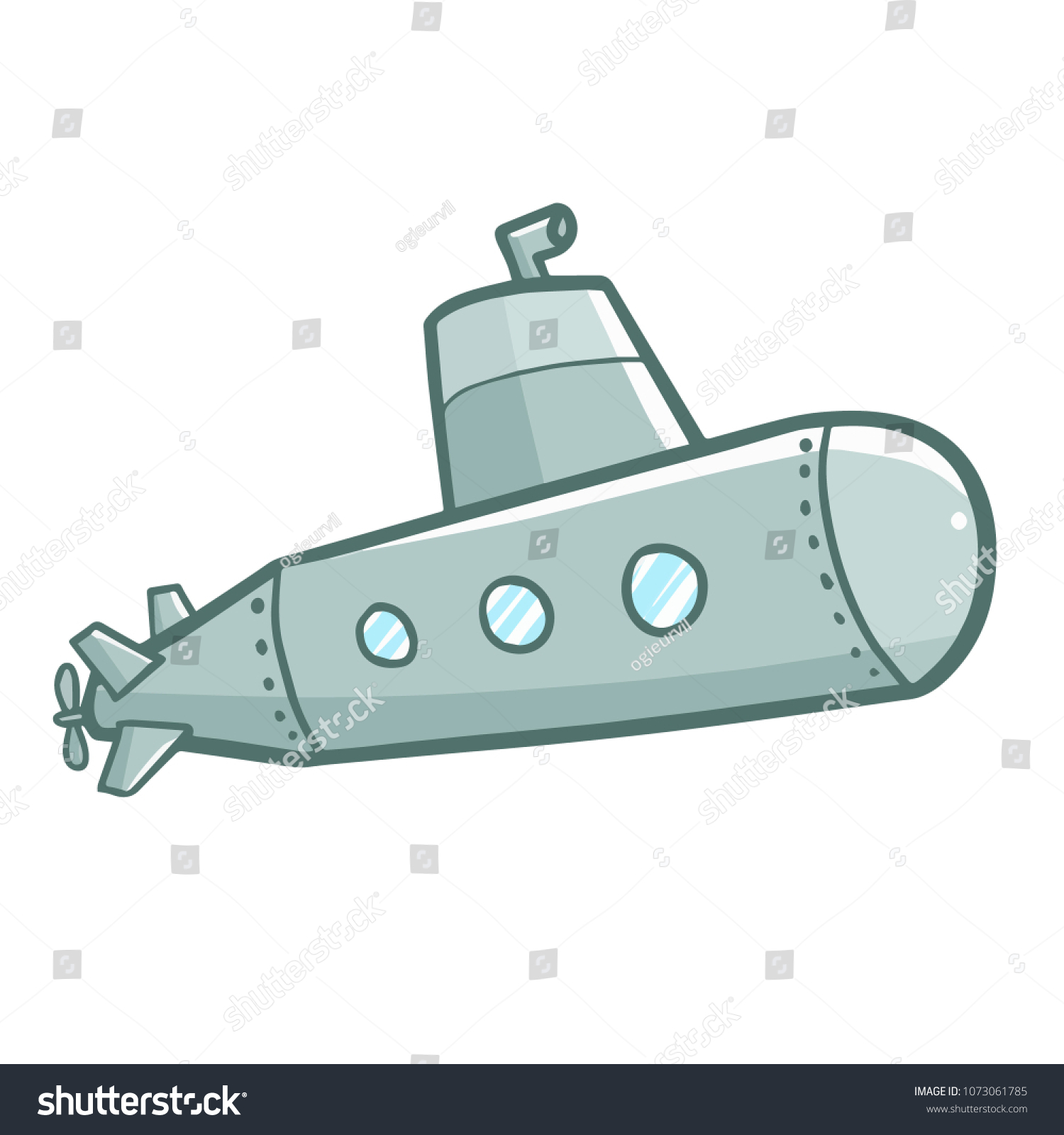 Funny Cool Submarine Vector Stock Vector (Royalty Free) 1073061785 ...