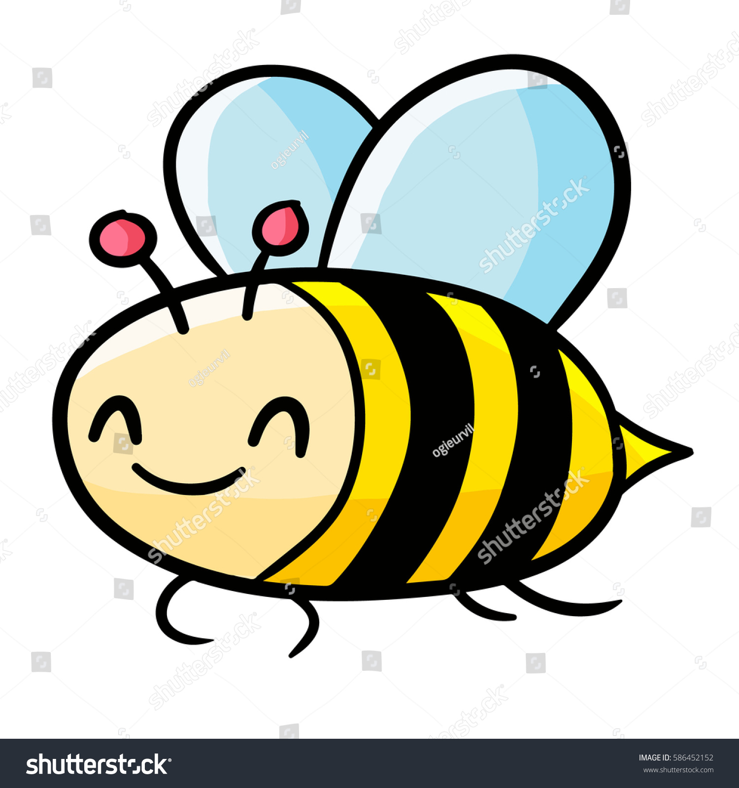 Funny Cute Bee Smiling Happily Vector Stock Vector (Royalty Free ...